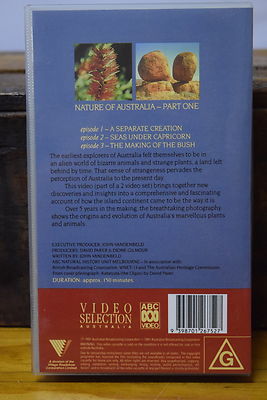 NATURE OF AUSTRALIA Video Tape ABC Episodes 1-3 Origins of Plants ...
