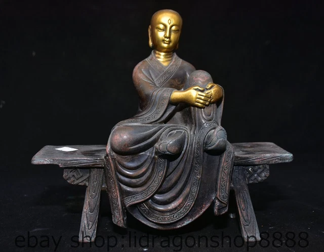 8.8 &CHINE ANCIENNE statue bouddhiste de Bouddha avec tabouret en cuivre EUR 478,80 - PicClick FR