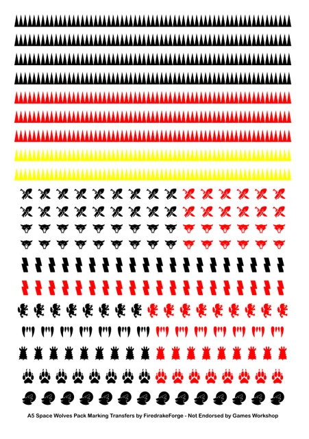 WARHAMMER 40K SPACE Wolves Infantry Pack Markings Custom A5 Transfer ...