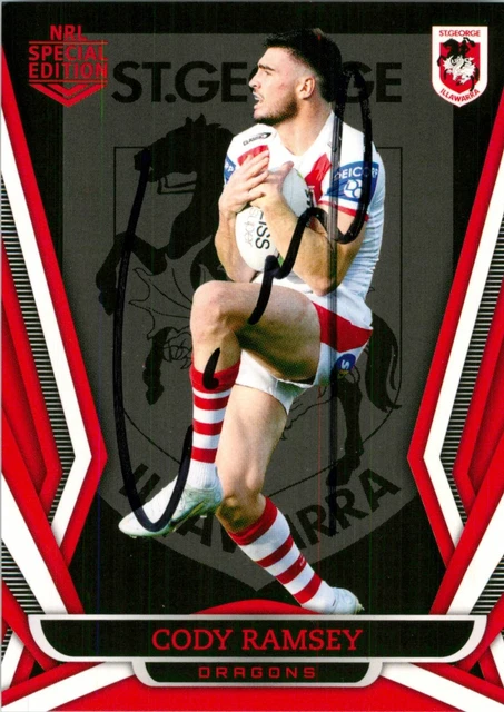 SIGNED 2023 ST George Illawarra Dragons NRL Special Edition Card - Cody ...
