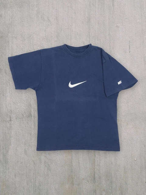 90S VINTAGE NIKE Big Embroidered Swoosh Logo Distressed Men's ~S Size T ...