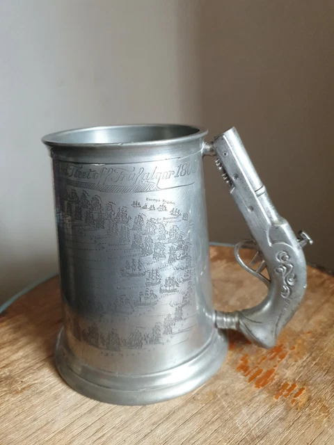 VINTAGE PINDER BROS Nelson Battle Of Trafalgar Pewter Tankard Pistol ...