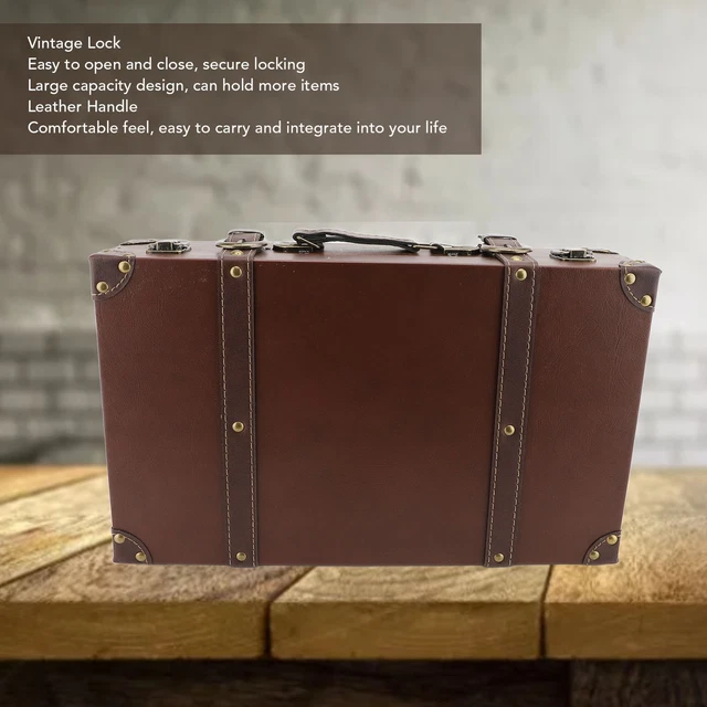 VINTAGE LEATHER SUITCASE European Style Brown Carrying Storage Case ...