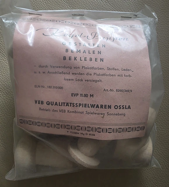 DDR KEGELPUPPEN, HOLZ, VEB Qualitätsspielwaren Ossla/ VEB Spielwaren ...
