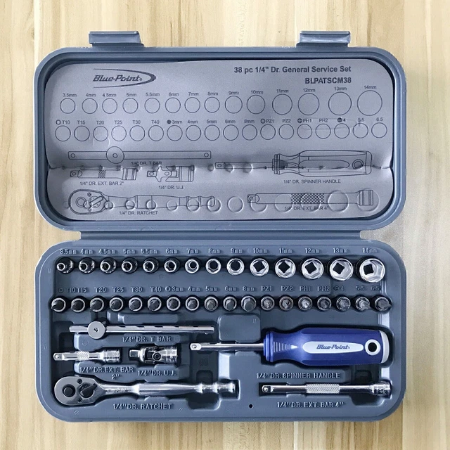 BLUE POINT TOOLS 38pc Drive Socket Set Professional Auto Repair Tools ...