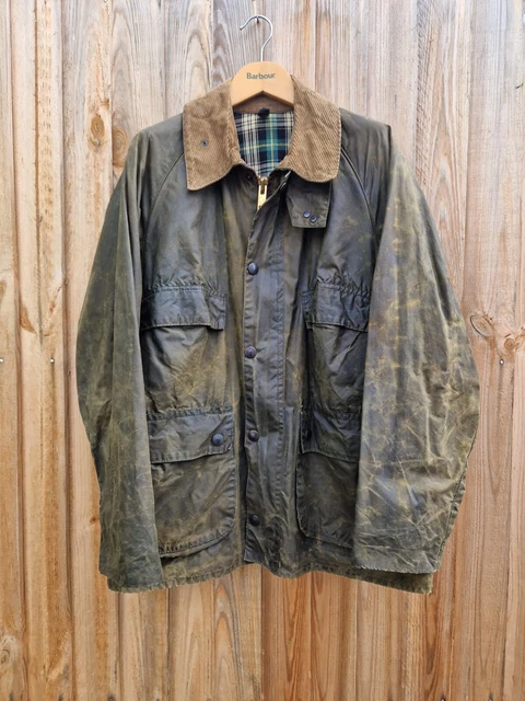 1980S BARBOUR BEDALE 2 Crest WAX Jacket C40 102cm Made England 4 Pocket ...