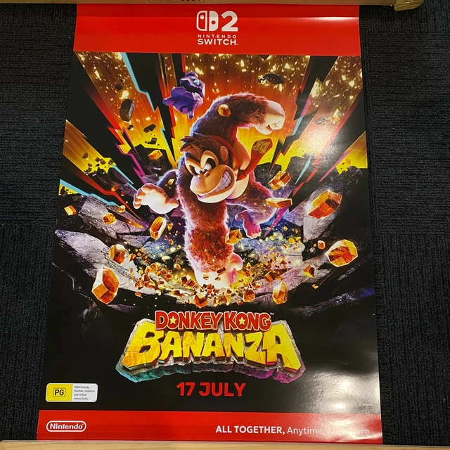 DONKEY KONG BANANZA Nintendo Switch 2 Video Game Retail Promo Poster ...