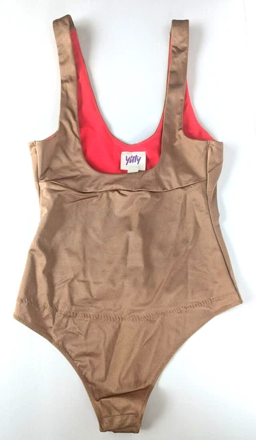 NEW YITTY HEADLINER Shaping Open Bust Thong Bodysuit Size Small Brown ...