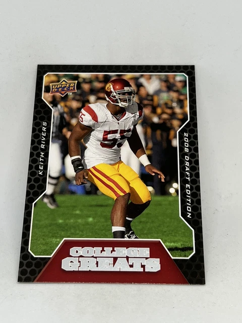 2008 UPPER DECK Draft Edition College Greats #CG6 Keith Rivers chevaux ...
