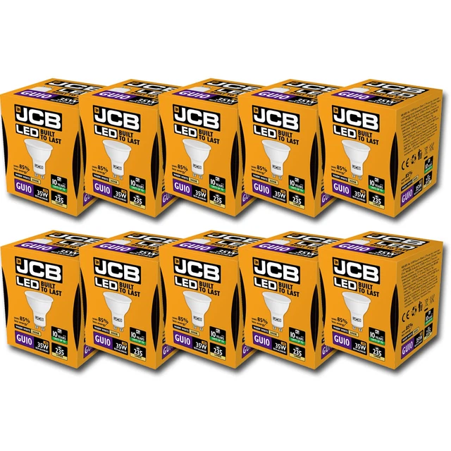 PACK OF 10 JCB LED Spot Bulbs 3w or 5w GU10 Warm White Cool White ...