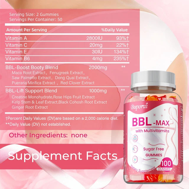 BBL -MAX GUMMIES - with Multivitamins, Buttocks,Lift, Firm, and Sculpt ...