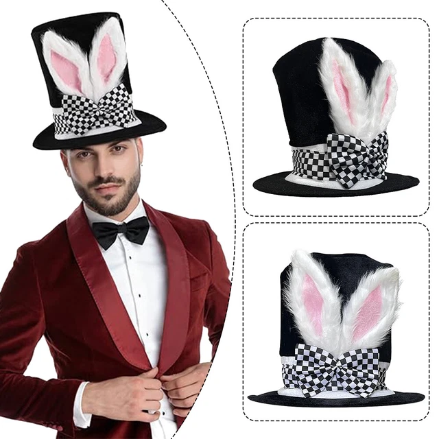 ALICE WHITE RABBIT Top Hat Adult Unisex Party Costume Ears Bunny Mad ...