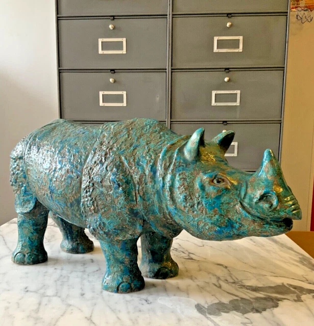 IMPOSANTE SCULPTURE &RHINOCÉROS& en céramique EUR 79,00 - PicClick FR