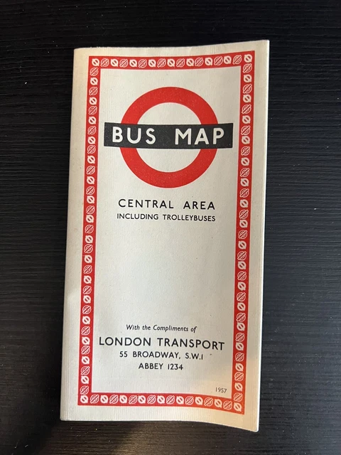 1957 LONDON TRANSPORT Central Area Bus Map Including Trolleybuses £6.99 ...