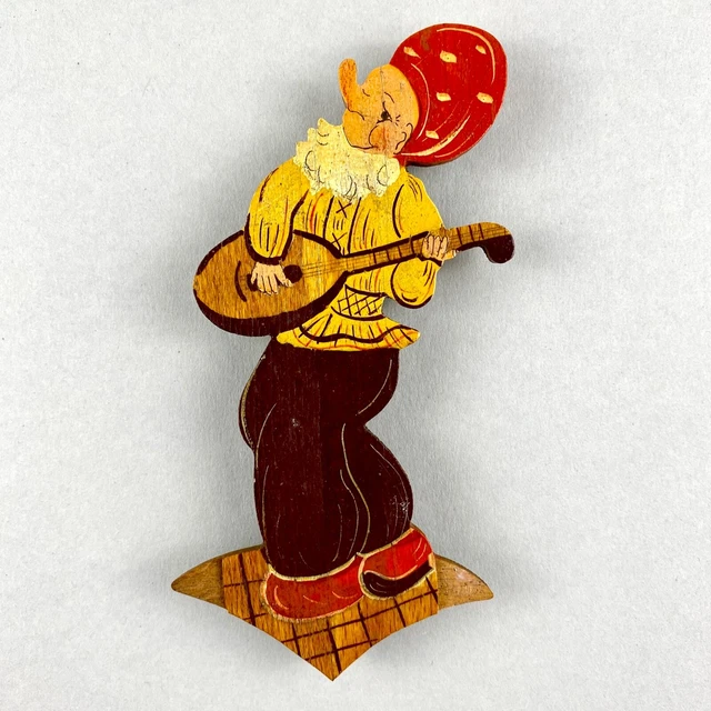 SMALL ART DECO Round Caps Dwarf 1930s Wood Picture 15cm Fairytale Wood ...