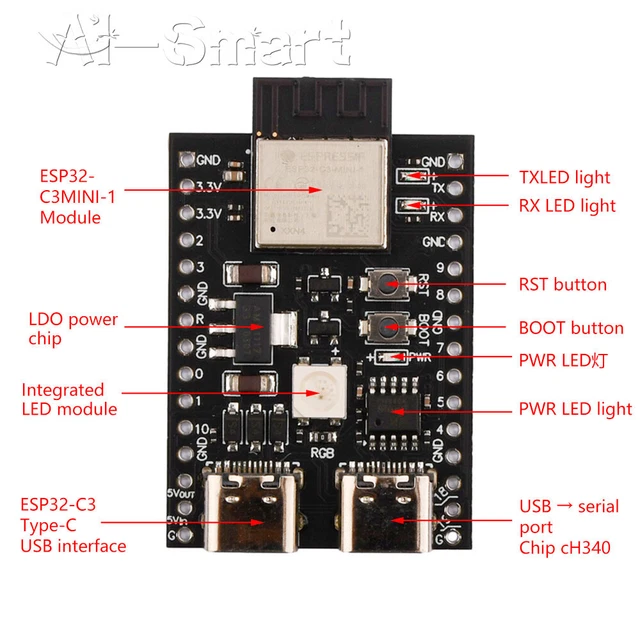 Esp32 C3 Wifi Bluetooth Type C Development Board Esp32 C3 Devkitm 1