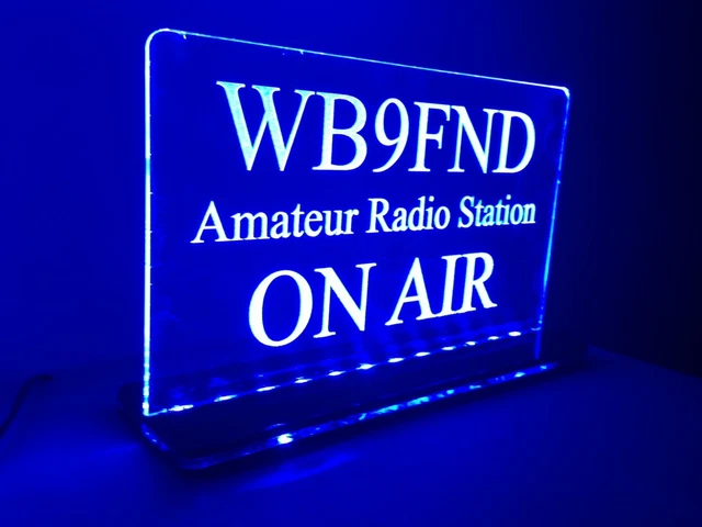 SOLID COLOR 110V Custom Engraved LED Ham Shack Amateur Radio Call Sign ...
