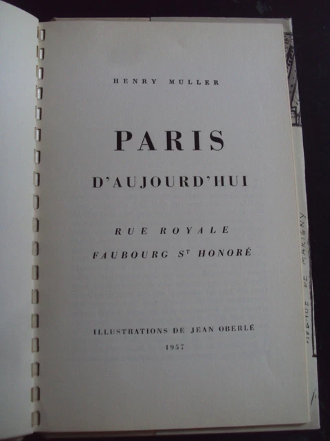 PARIS D'AUJOURD'HUI /HENRY Muller / Jean Oberle / Tirage 1200Ex / Le ...