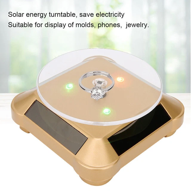 SOLAR POWERED LED Electric Rotating Turntable Display Stand for Jewelry ...