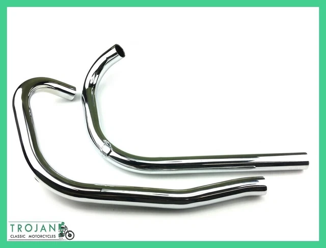 EXHAUST HEADER PIPES, Triumph, T100, Rigid, 1950-53 (Pair) Genuine, 70 ...