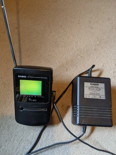 CASIO TV-470D POCKET Colour Television with mains adaptor, working 1980 ...