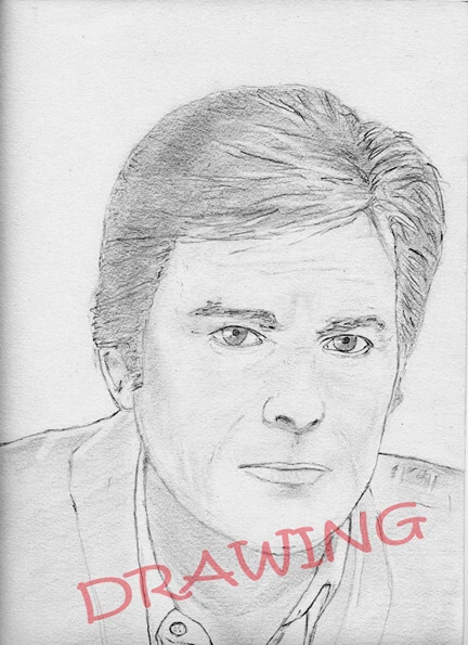 DRAWING/DRAWING ALAIN DELON in pencil 20x30 cm £32.10 - PicClick UK