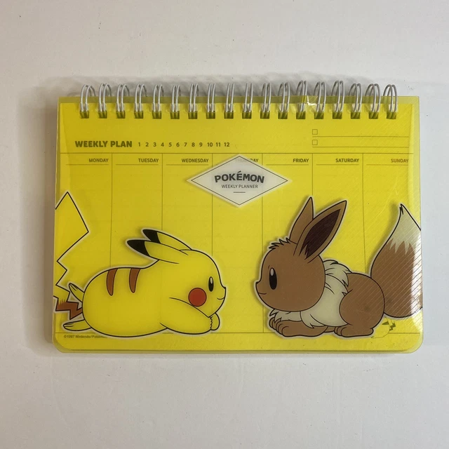 POKEMON WEEKLY PLANNER Pikachu Eevee 1997 Nintendo Diary Scheduler ...