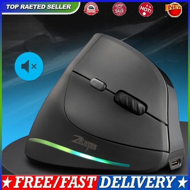 VERTICAL WIRELESS MOUSE Adjustable DPI Ergonomic Mouse for PC Laptop ...