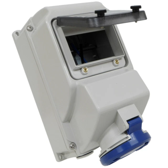 32 AMP 3 Pin 2P+E 230V Wall Mount Socket with DIN Rail for RCD RCBO MCB ...