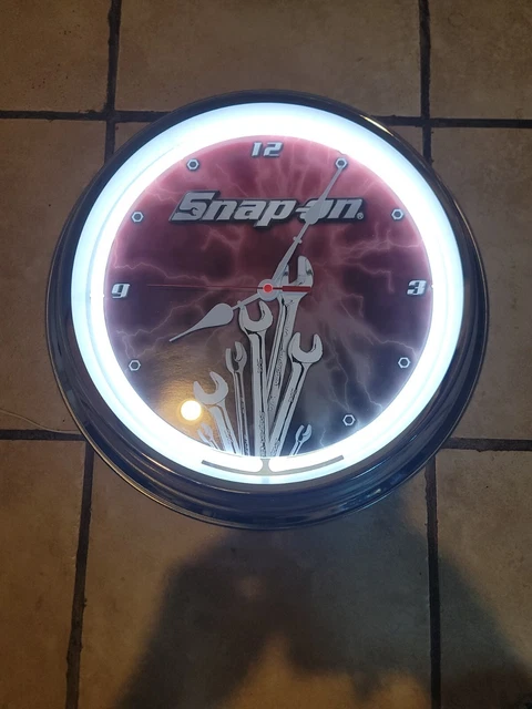 SNAP-ON TOOLS 16& Neon Wall Wrench Logo Clock for Home, Shop, Garage £ ...