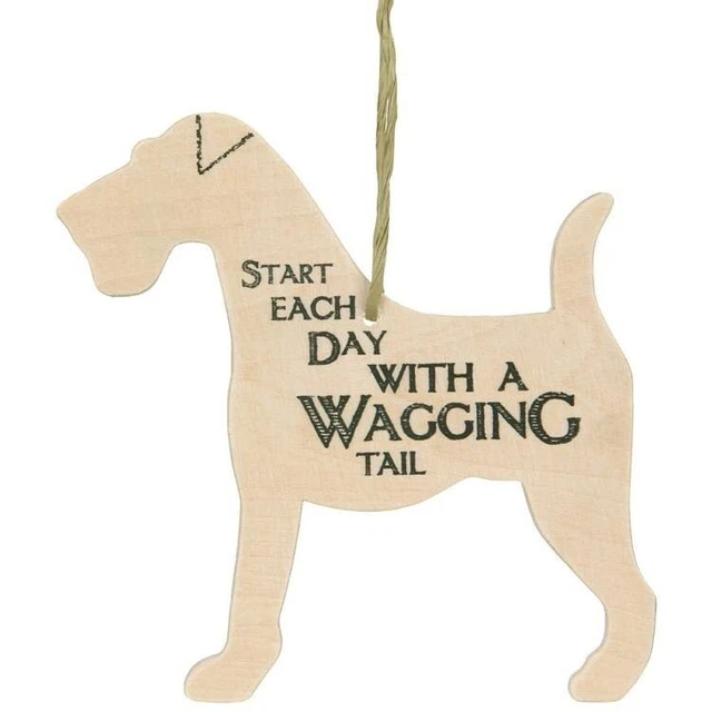 EAST OF INDIA wooden hanging sign / plaque. Dog / Terrier. Wagging tail ...