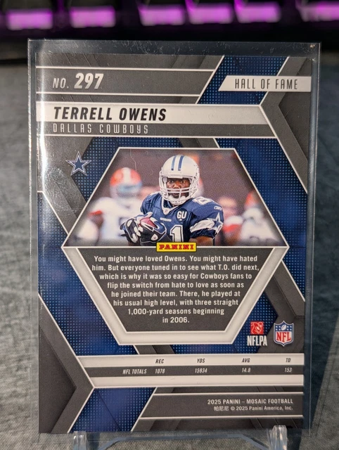 TERRELL OWENS 2025 Panini Mosaic Holl of Fame Dallas Cowboys EUR 1,00 ...