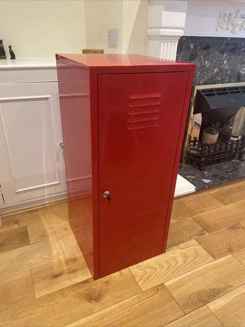IKEA RED METAL Locker Storage Cabinet With Lock And Shelves £31.87 ...
