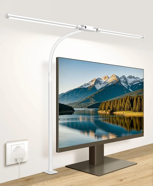 DESK LAMP WITH Clamp, with 5V 2A Adapter, LED Desk Lamp with Dual Head ...