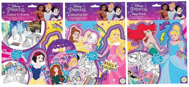 DISNEY PRINCESS COLOURING Sets Play Packs Kids Activity Travel Pack ...