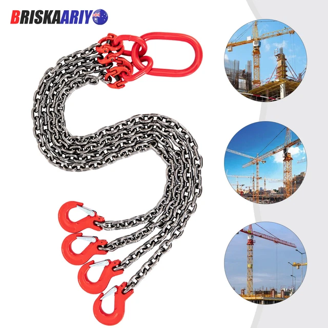 5TON CHAIN SLING 5/16" inch 4 Legs with Sling Hooks G80 Lifting Chain ...