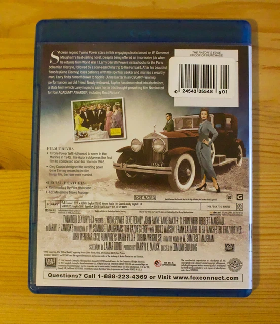 THE RAZOR'S EDGE Blu-ray 20th Century Fox Tyrone Power Gene Tierney Rare OOP $44.99 - PicClick CA