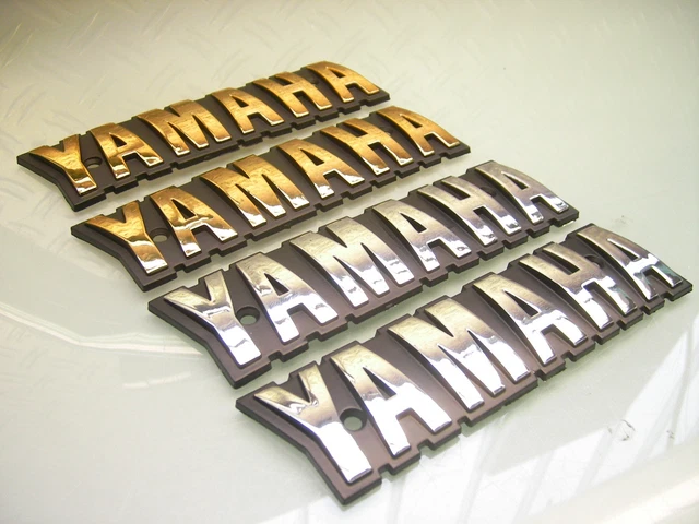 2X TANK EMBLEM "YAMAHA" BADGE GOLD OR CHROME XS400 XS650 / STICKER PLUS ...
