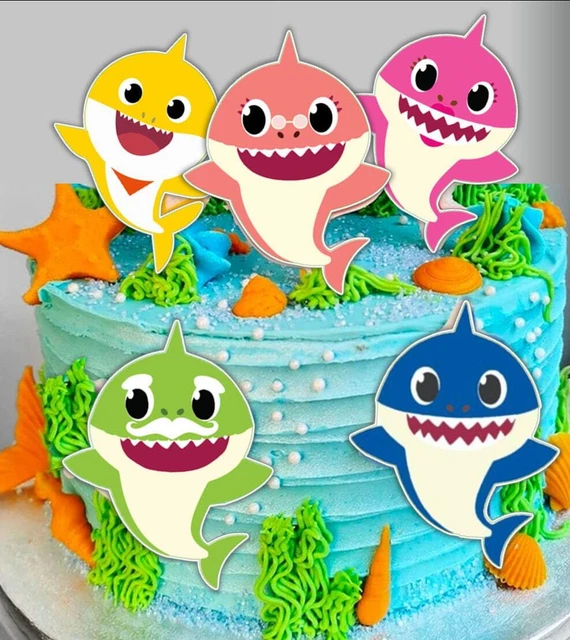 CUTE SHARKS CAKE Topper 5cms Edible Icing Image Cut Out Birthday ...