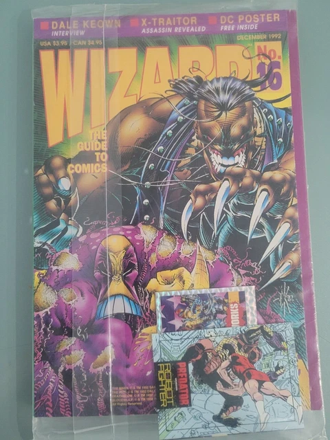 WIZARD COMICS MAGAZINE # 16 1992 Guide Bagged With Cards Predator Vs ...