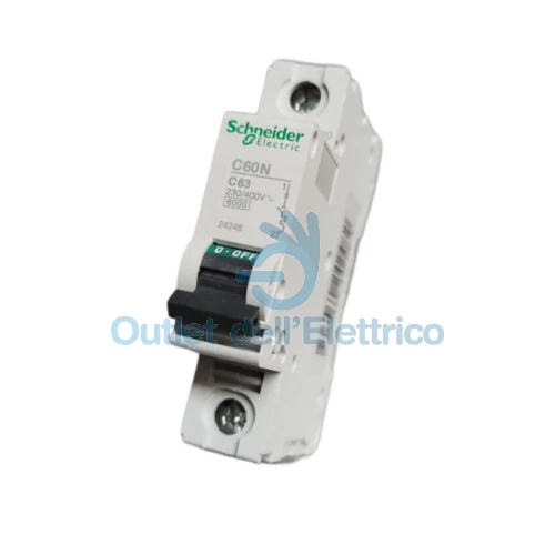 SCHNEIDER 24248 INTERRUTTORE Magnetotermico 1P 63A 6K C 1 Modulo C60 ...
