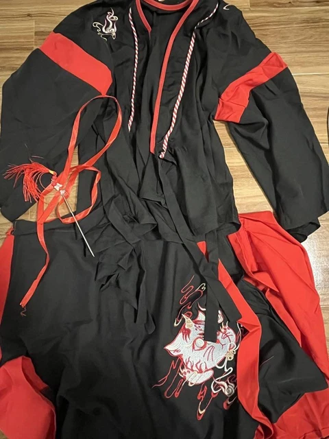 BLACK JAPANESE SHRINE Maiden Cosplay Costume M size includes kimono ...