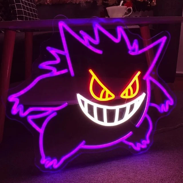 NEON POKEMON GENGAR LED Light USB Sign Gaming Wall Sign Decor Art ...