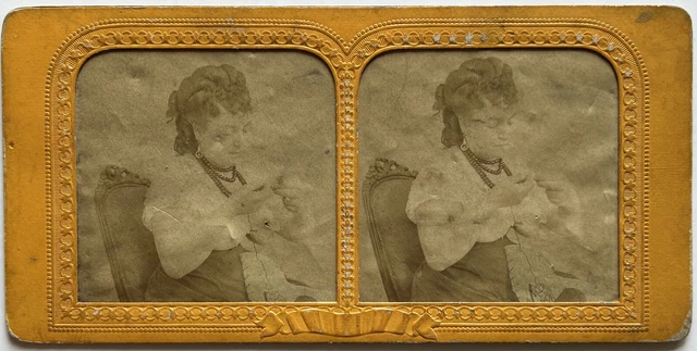 DONNA ARTISTA MORANDI c1890 Foto Stereo Diorama Vintage Albumina P80L6n ...