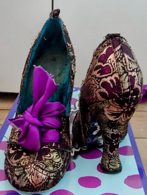 IRREGULAR CHOICE TOODLE Loo Sumptuous Purple & Gold Heels Size 3 £15.00 ...