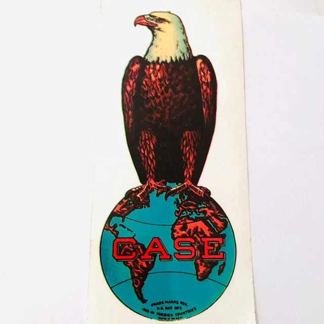 VINTAGE CASE TRACTOR Decal Eagle Logo World Globe Blue Red 6.5 x 3 Graphic USA £20.70 - PicClick UK
