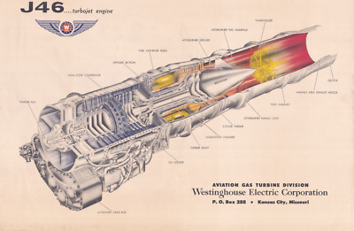 WESTINGHOUSE J46 J34 Jet engine schematics document 1940's 50s rare J ...