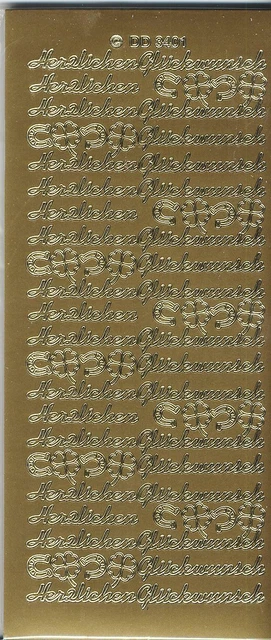 ZIER-STICKER-BOGEN-HERZLICHEN GLÜCKWUNSCH-GOLD ODER silber-3401 EUR 1 ...