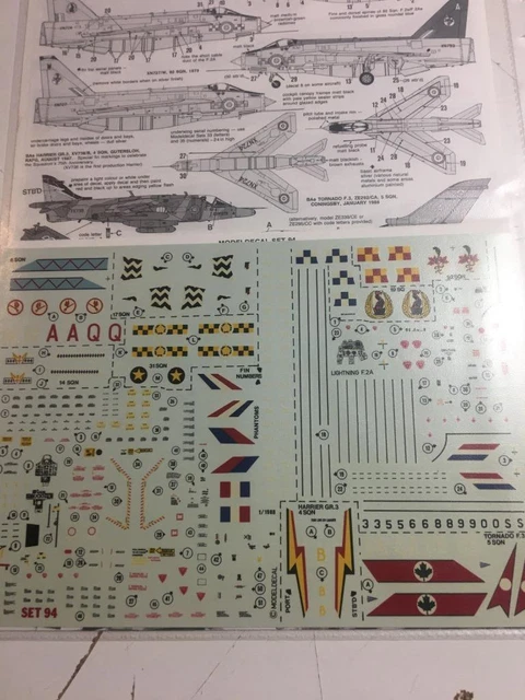 RAF PHANTOMS LIGHTNING Model Decals set for 1/72 aircraft model kits £8 ...
