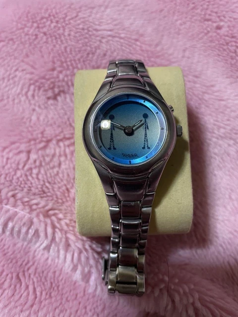 FOSSIL BIG TIC 90s watch jr-8197 Blue dial Stainless steel quartz From ...
